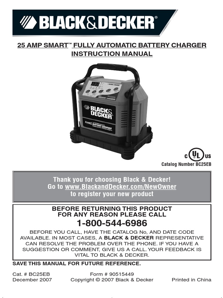 25 Amp Smart Fully Automatic Battery Charger Instruction Manual ...