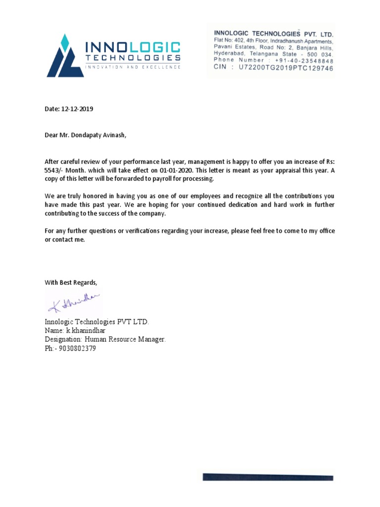 Innologic Technologies PVT LTD. Name: K.khanindhar Designation: Human ...