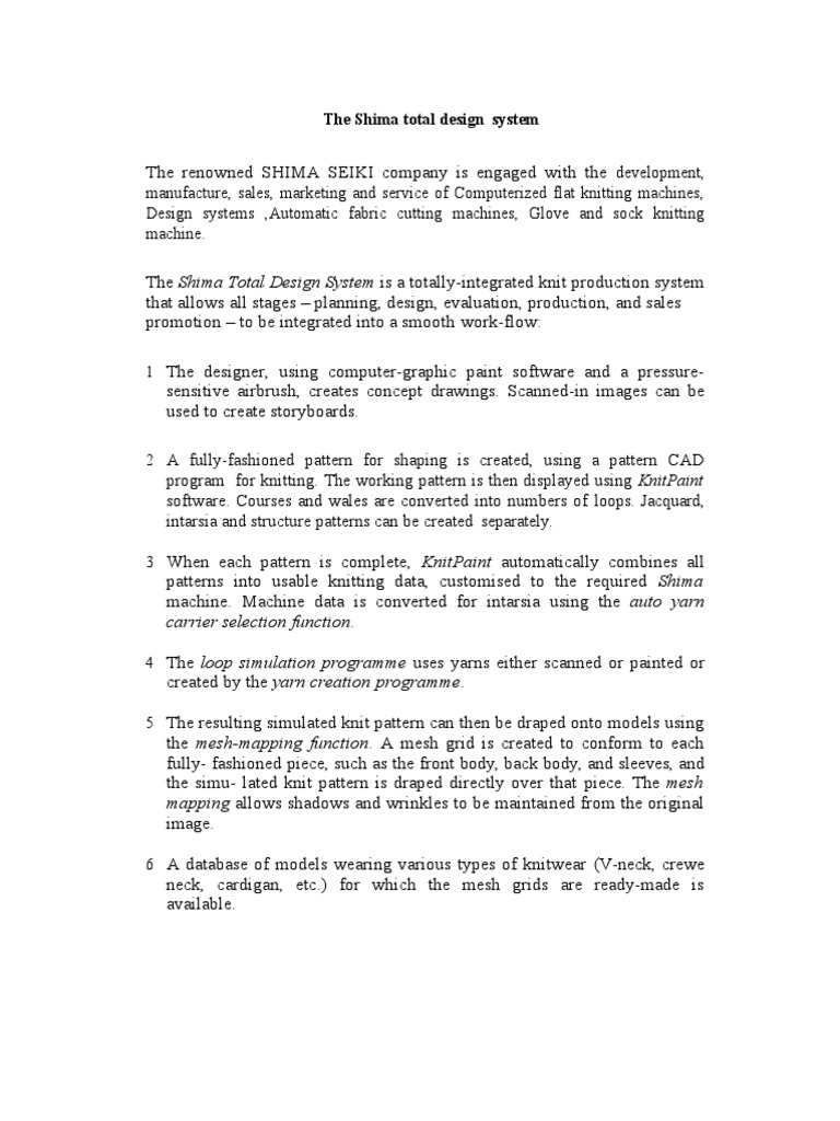 The Shima Total Design System | PDF | Computers