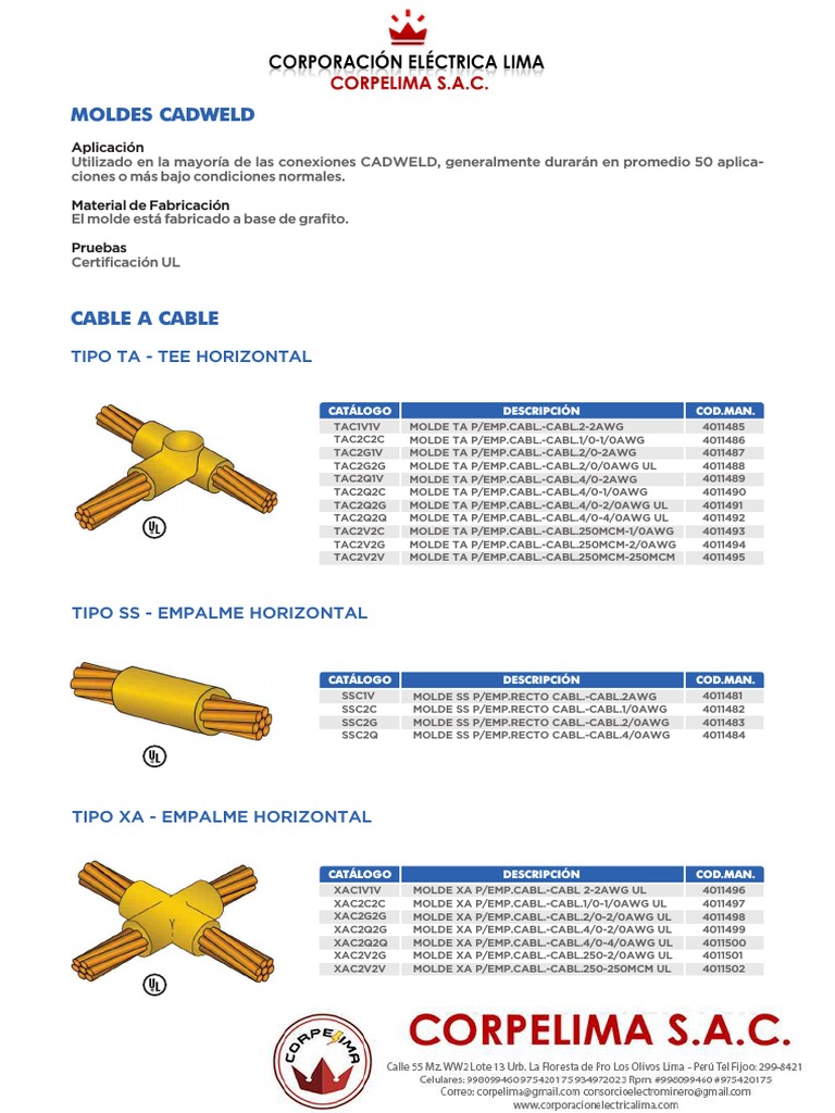 Moldes Cadweld: Tipo Ta - Tee Horizontal | Naturaleza
