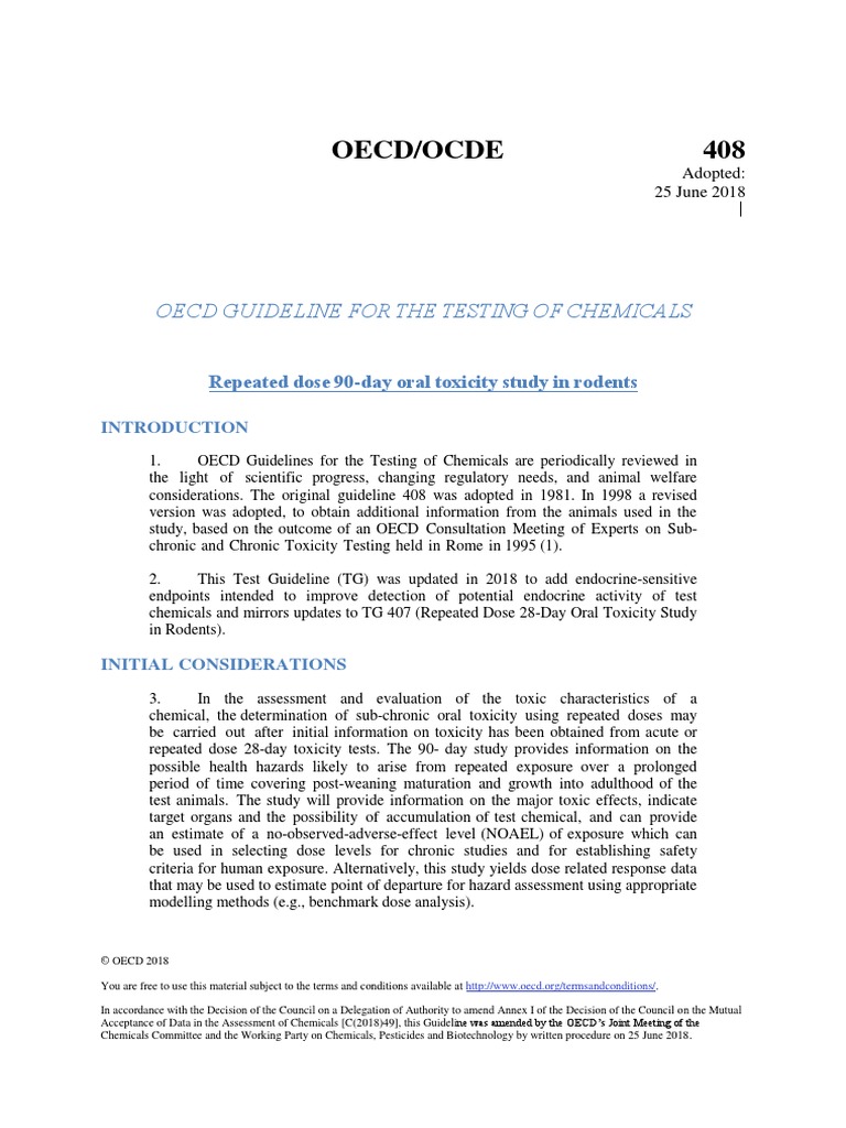 Oecd/Ocde 408: Oecd Guideline For The Testing of Chemicals | PDF ...