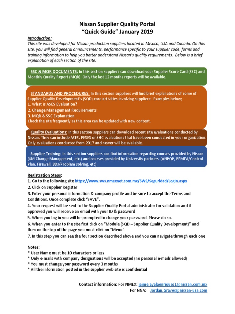 Nissan Supplier Quality Portal Guide | PDF | Password | Computer ...
