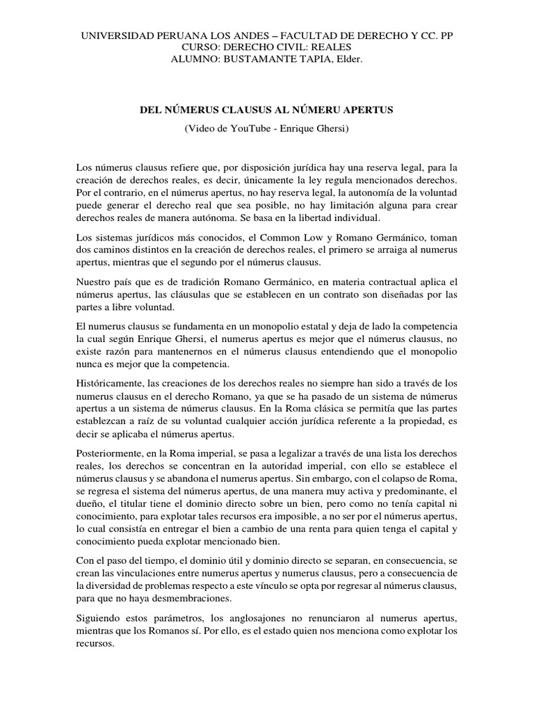 Numerus Apertus vs. Numerus Clausus | PDF | Instituciones sociales ...