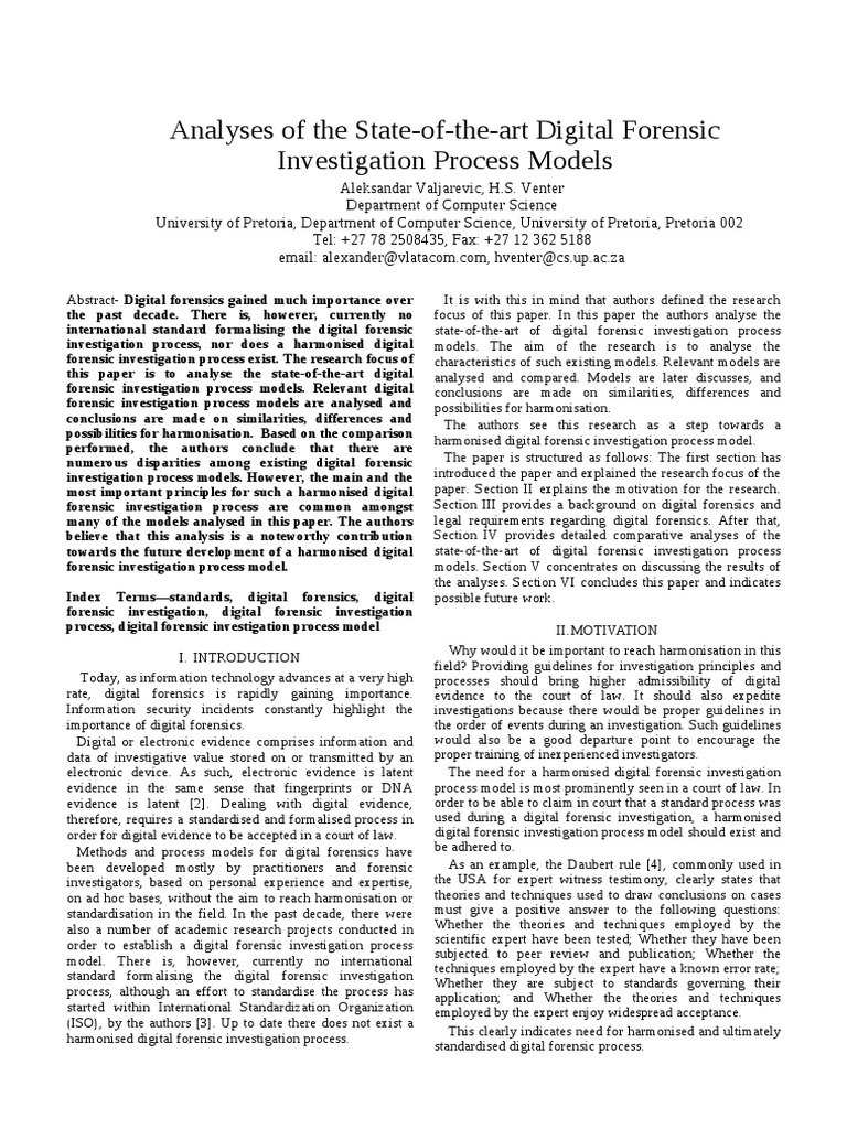 Analyses of The State-Of-The-Art Digital Forensic Investigation Process ...