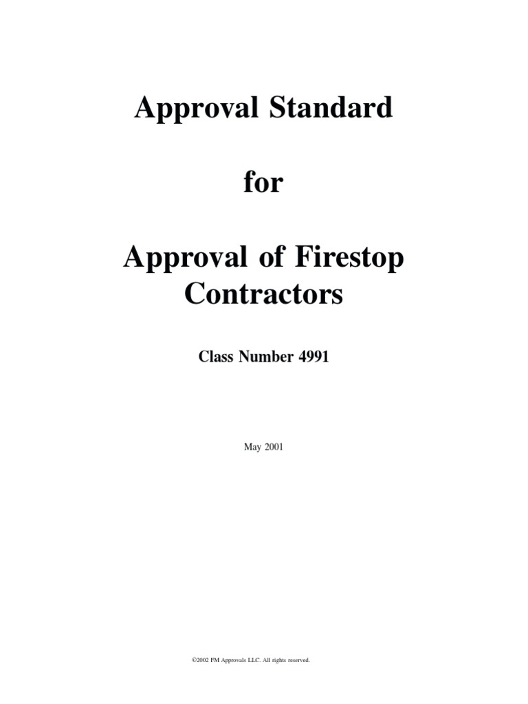 Approval Standard For Approval of Firestop Contractors: Class Number ...