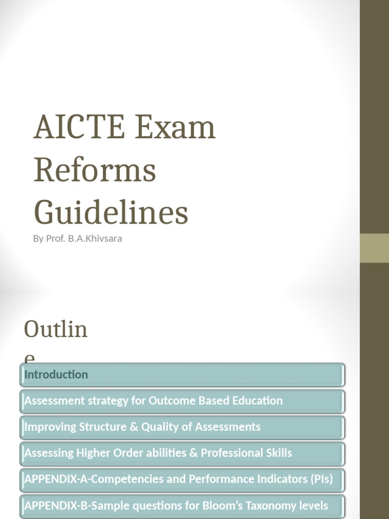 Aicte Exam Reforms Guidelines: by Prof. B.A.Khivsara | PDF ...
