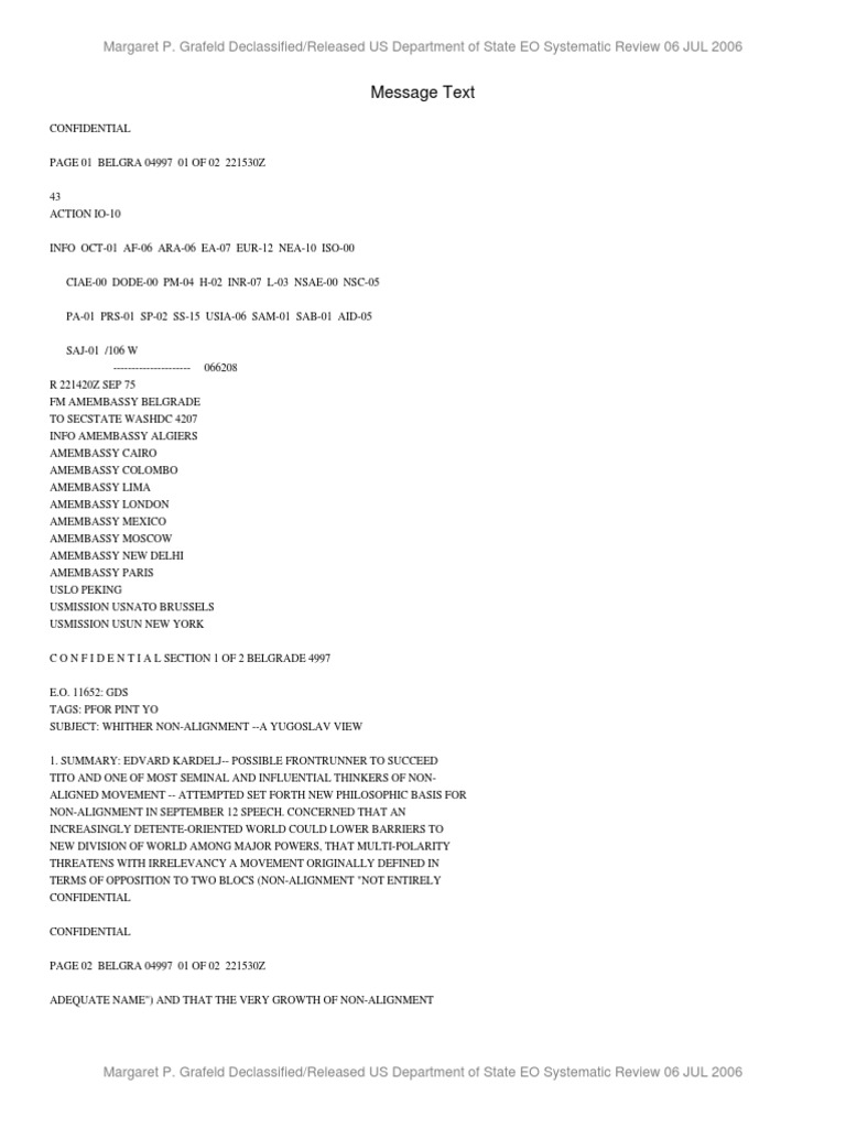 09.22 - Belgrade 4997. Whither Non-Alignment - A Yugoslav View | PDF ...