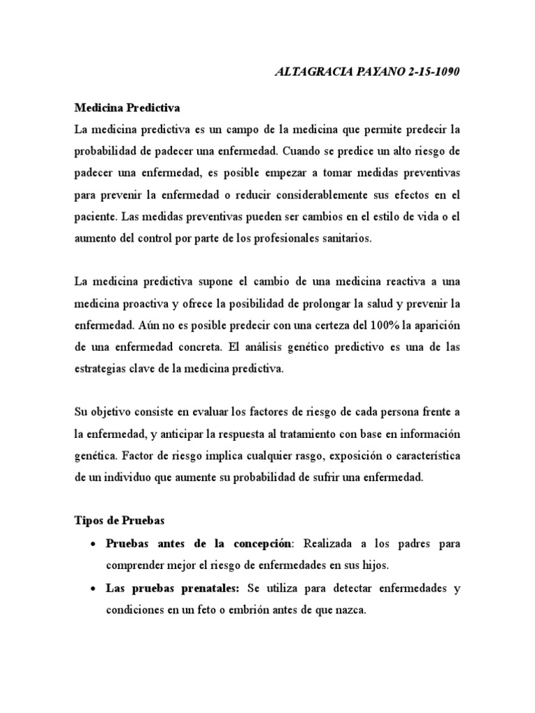 Medicina Predictiva | PDF | Genómica | Medicina