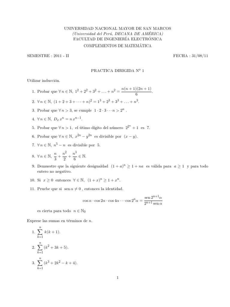 Práctica de Complemento de Matemáticas (2) | PDF | Conceptos ...