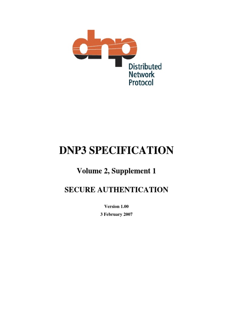 Dnp3 Specification: Volume 2, Supplement 1 Secure Authentication | PDF ...