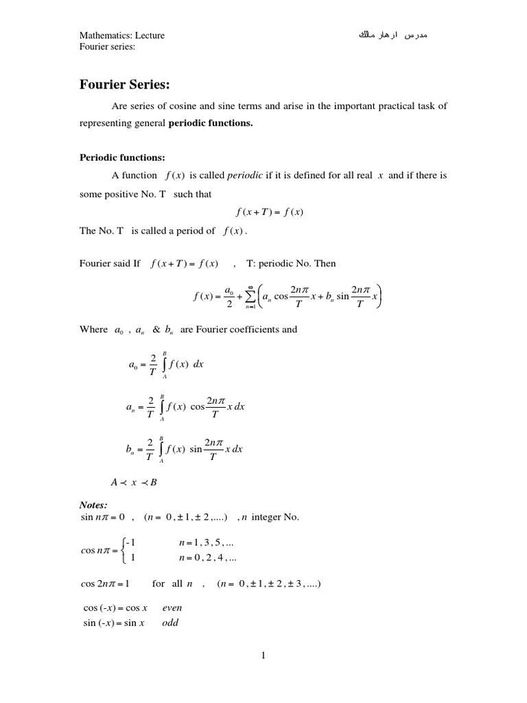 Fourier Series:: Periodic Functions | PDF | Calculus | Trigonometric ...