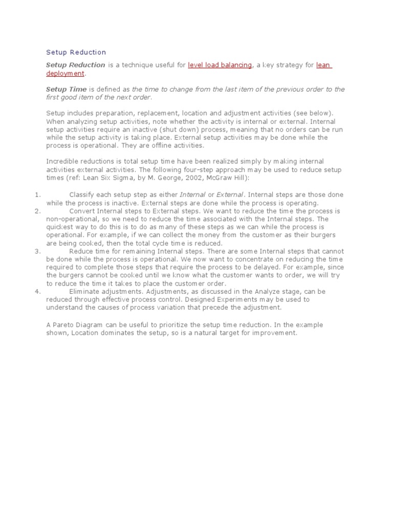 Setup Reduction: Level Load Balancing Lean Deployment | PDF