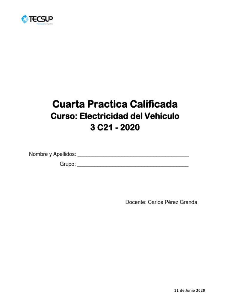 Cuarta - Practica - Calificada ESC | PDF | Energia electrica | Corriente eléctrica