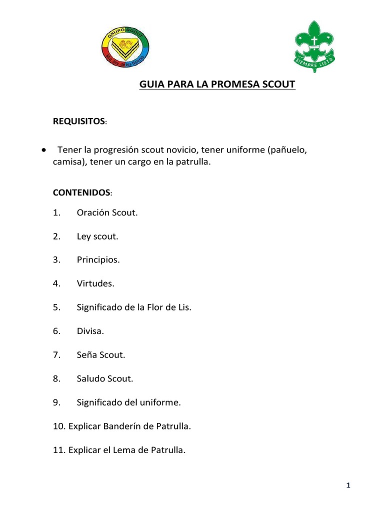 A4 Guia para La Promesa Scout | PDF | Exploración | Movimientos juveniles