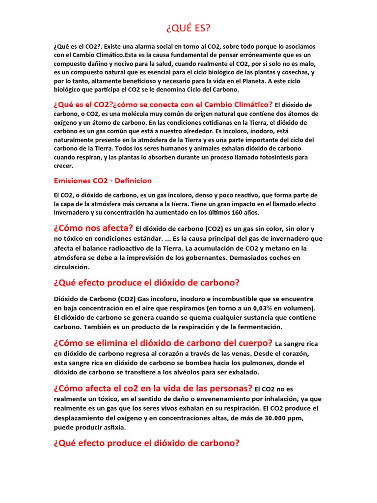 Qué Es El CO2 | PDF | Dióxido de carbono | Carbón