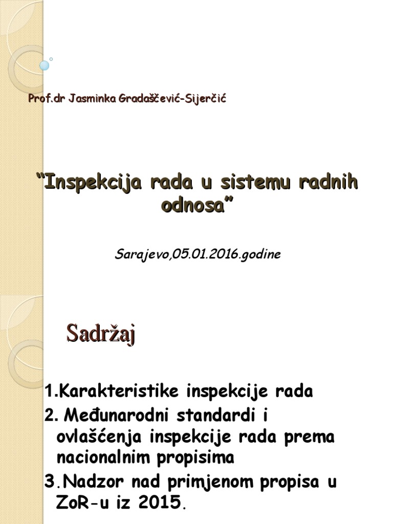 Inspekcija Rada U Sistemu Radnih Odnosa | PDF