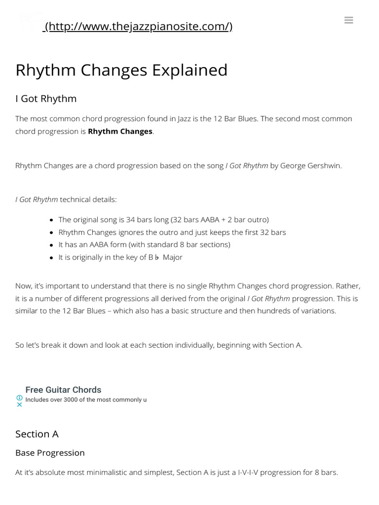 Rhythm Changes Explained - The Jazz Piano Site | PDF | Musical Forms | Harmony
