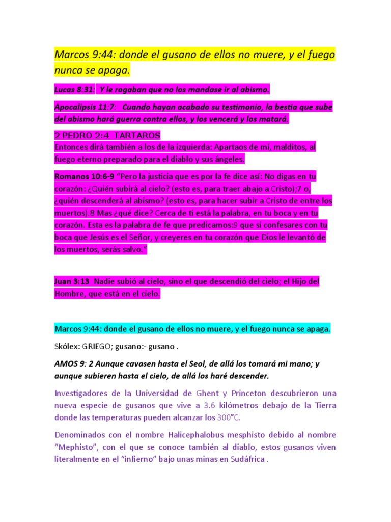 Gusanos en el Infierno Bíblico y Real | PDF | Diablo | Libro de revelación