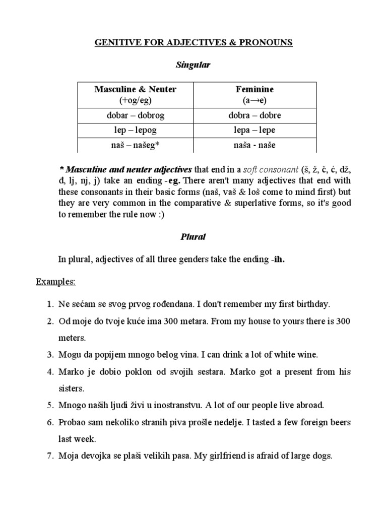 Genitive Adjectives PDF | PDF | Language Arts & Discipline