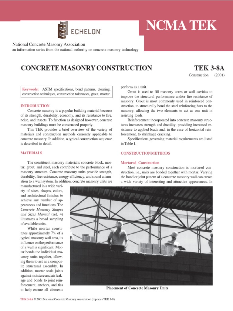 TEK 03-08A - Concrete Masonry Construction | PDF | Masonry | Concrete
