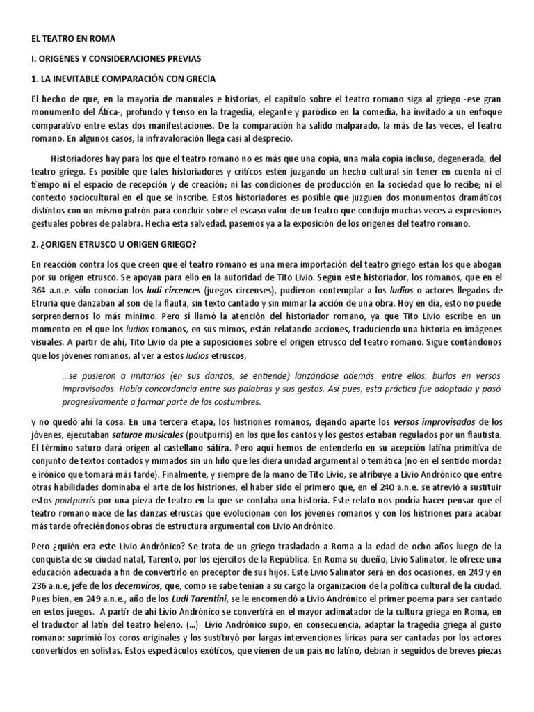 El Teatro en Roma | PDF | Comedia | Teatro