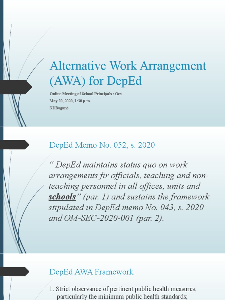 AWA For DepEd For SH Meeting | PDF | Workweek And Weekend | Working Time