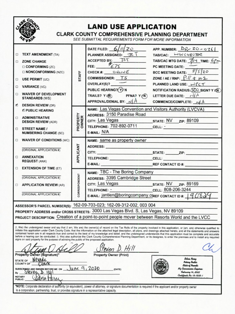 Resorts World Boring Company Land Use Application, Part 1 | PDF