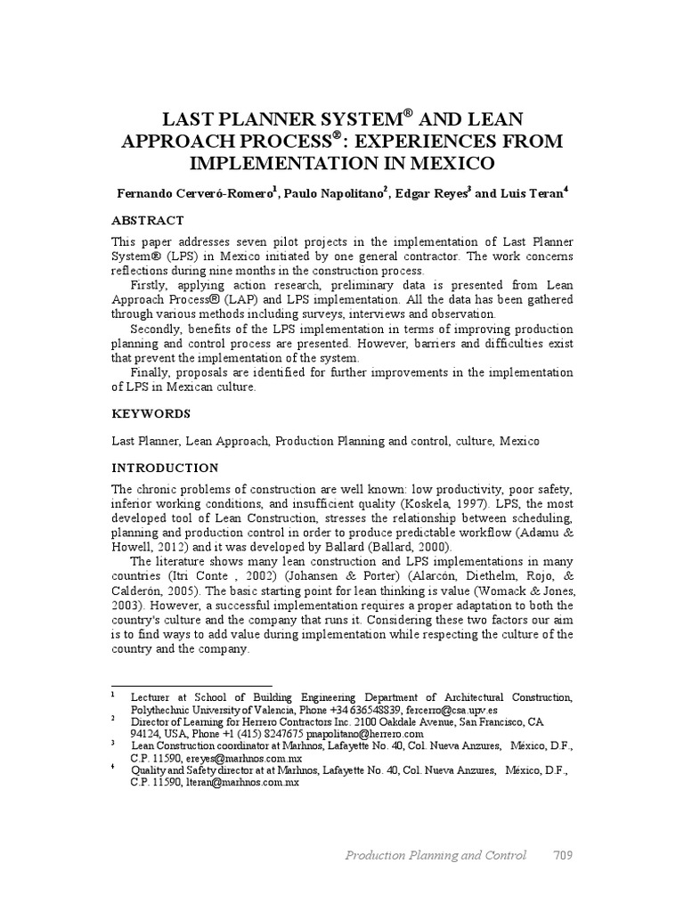 Last Planner System and Lean Approach PR PDF | PDF | Risk Management ...