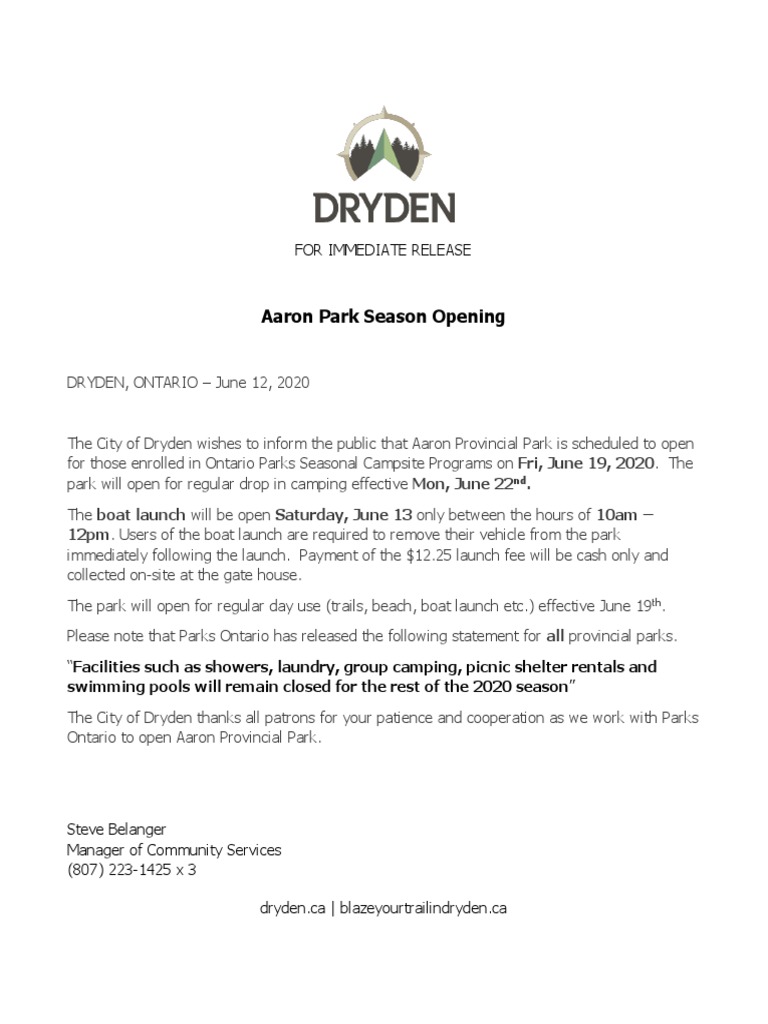 Media Notice - Aaron Park June 12 | PDF
