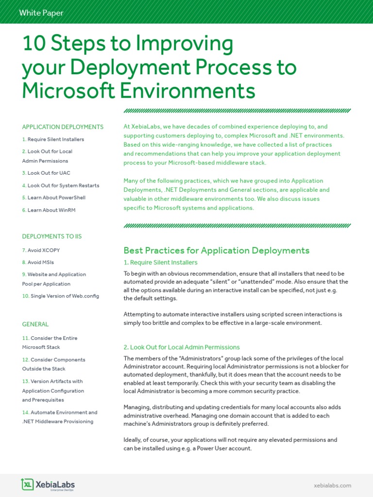 10 Steps To Improving Your Deployment Process To Microsoft Environments ...