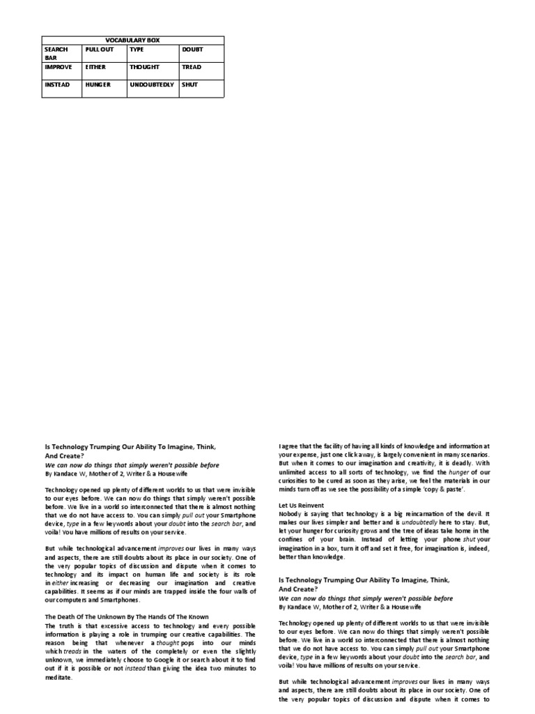 Vocabulary Box Vocabulary Box Vocabulary Box | PDF | Imagination | Mind