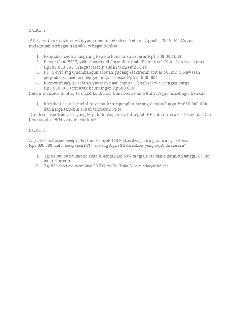 Soal PPN | PDF | Pengelolaan Keuangan & Uang