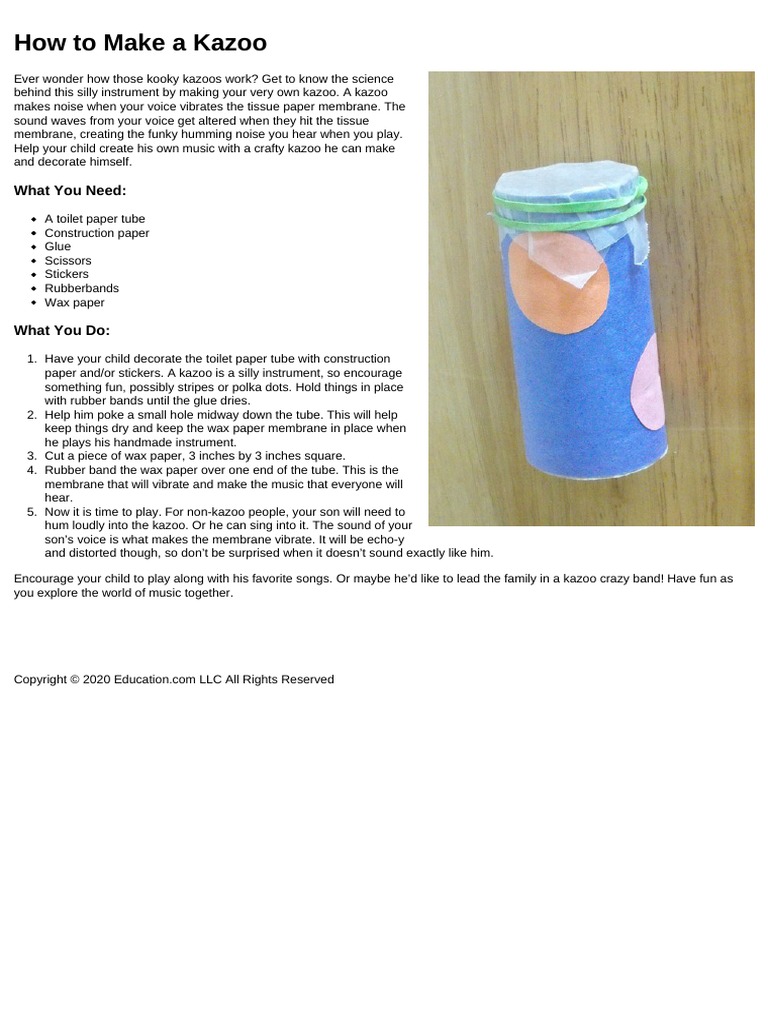 How To Make A Kazoo | PDF