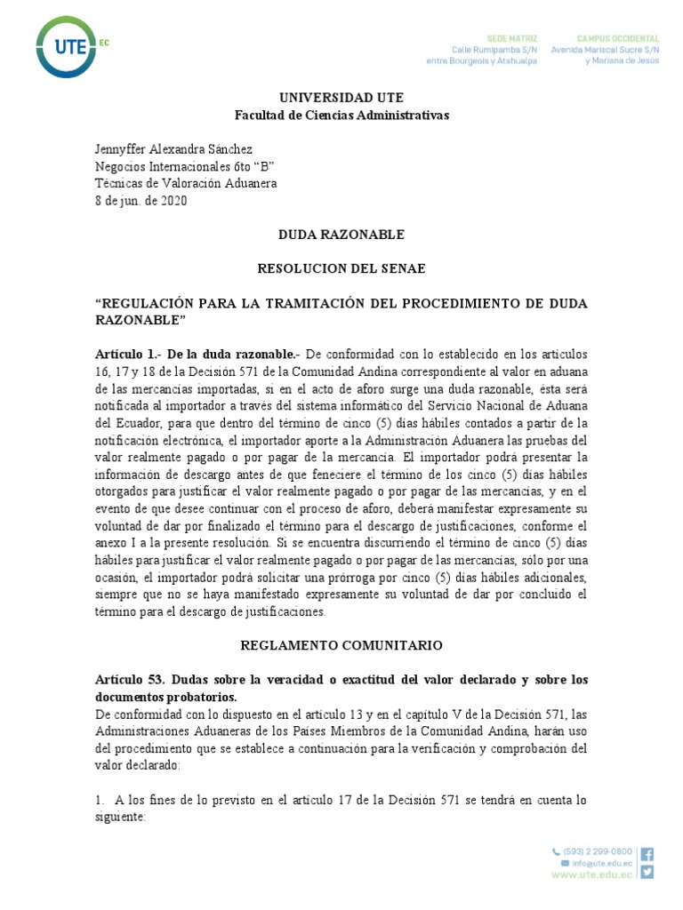 Duda Razonable | PDF | aduana | Gobierno