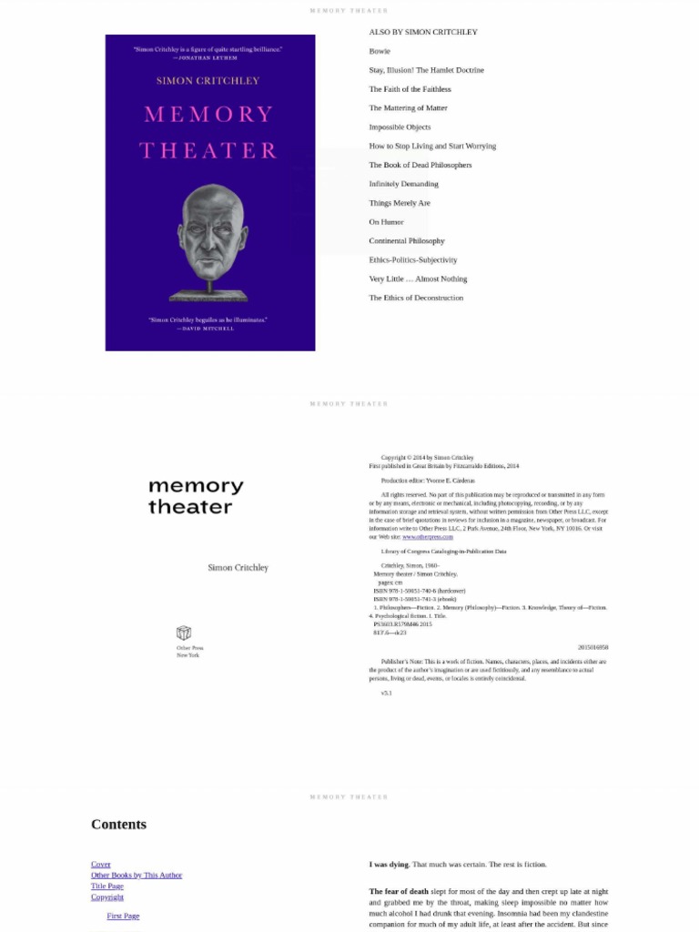 Simon Critchley - Memory Theater (2015) PDF | PDF | Georg Wilhelm ...