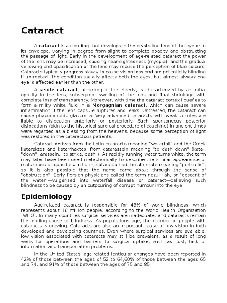 Cataract | PDF | Cataract | Senses