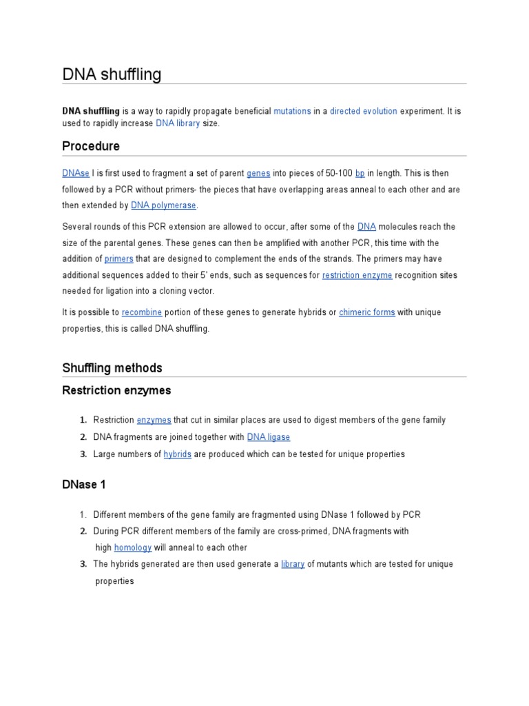 DNA Shuffling | PDF | Polymerase Chain Reaction | Biochemistry