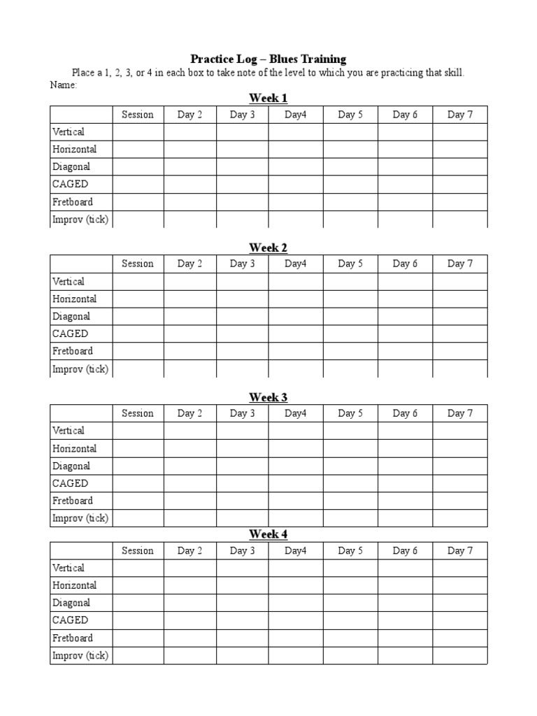 Blues Practice Log Template | PDF