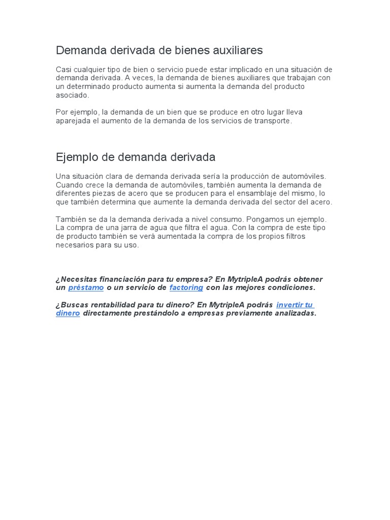 Demanda Derivada de Bienes Auxiliares | PDF