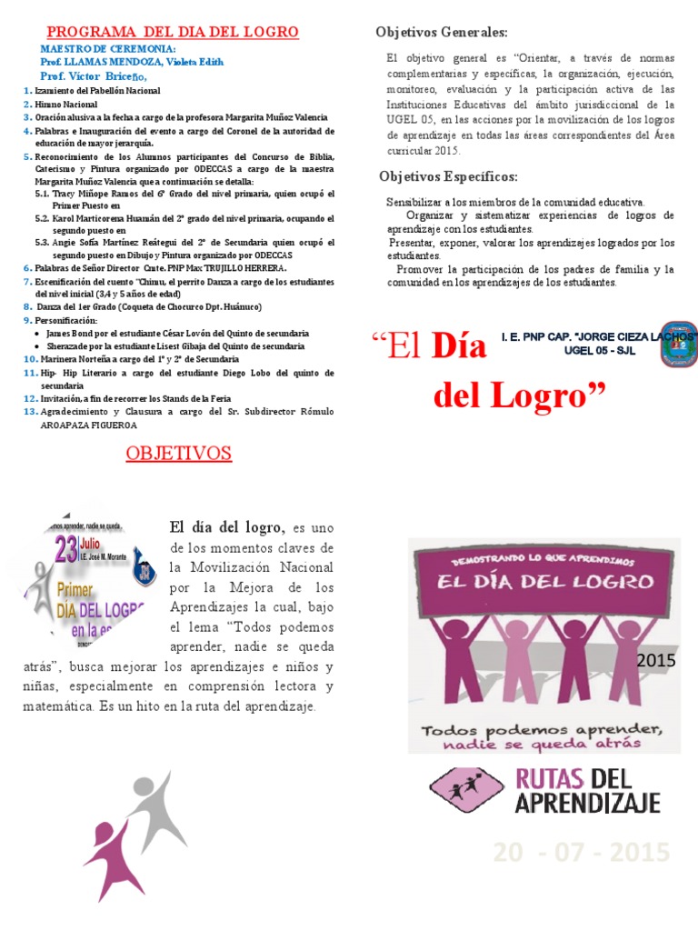 Programa Del Día Del Logro | PDF | Enseñando | Cognición