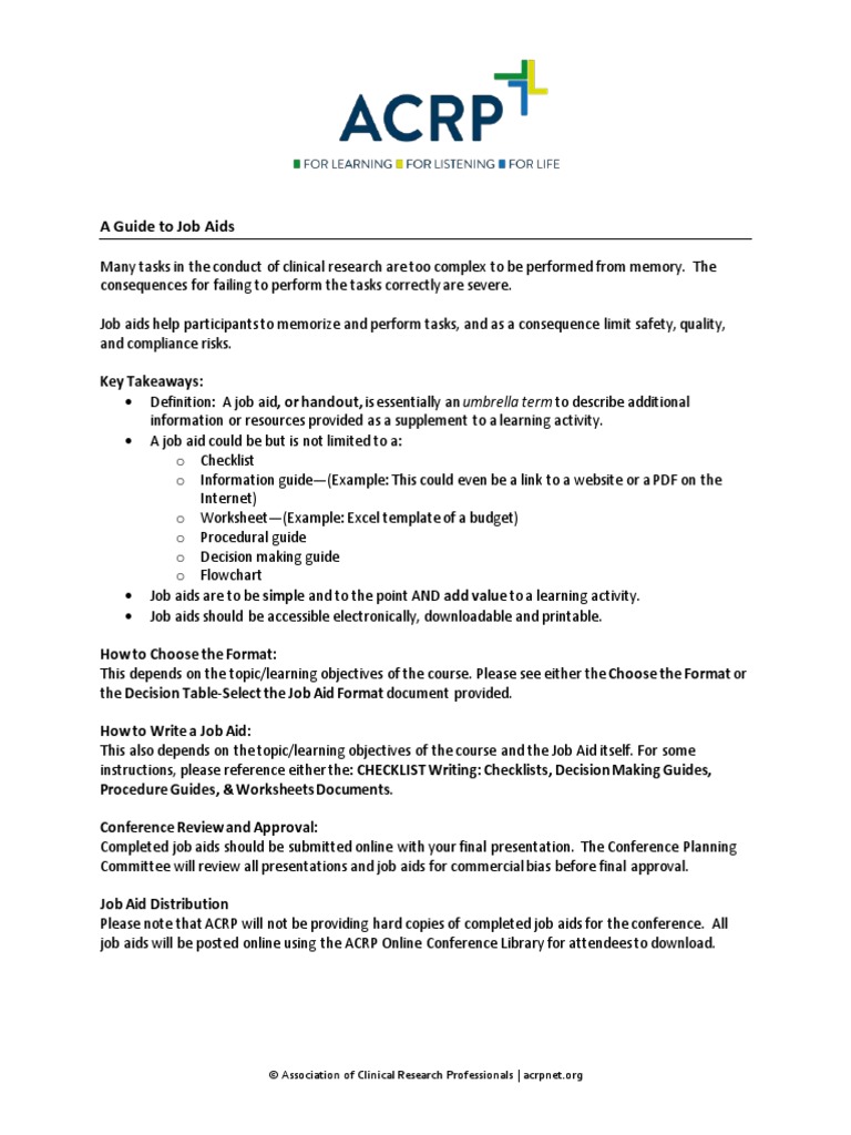 A Guide To Job Aids: Key Takeaways | PDF | Page Layout | Worksheet