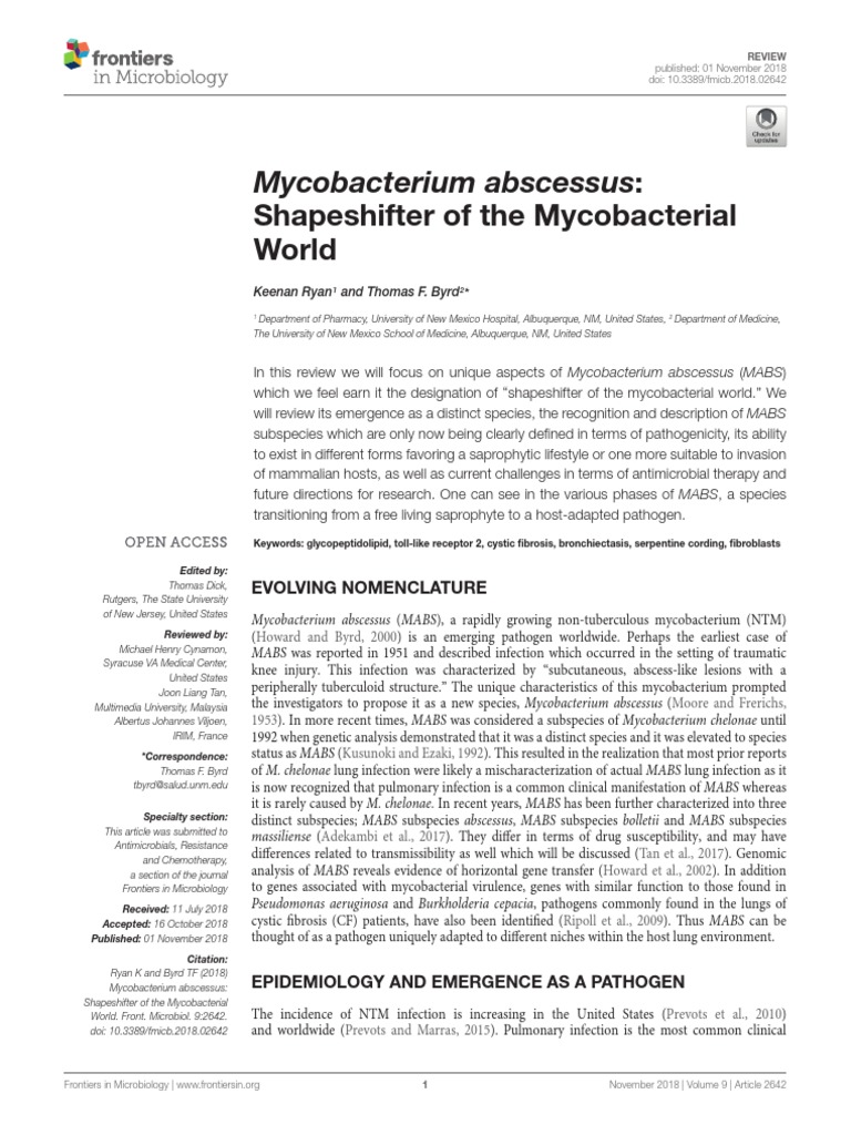 Mycobacterium Abscessus | PDF | Infection | Mycobacterium