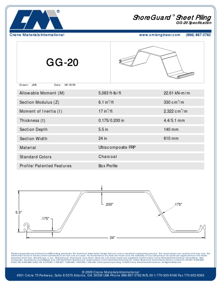 Shoreguard Sheet Piling: Section Modulus (Z) Moment of Inertia (I ...