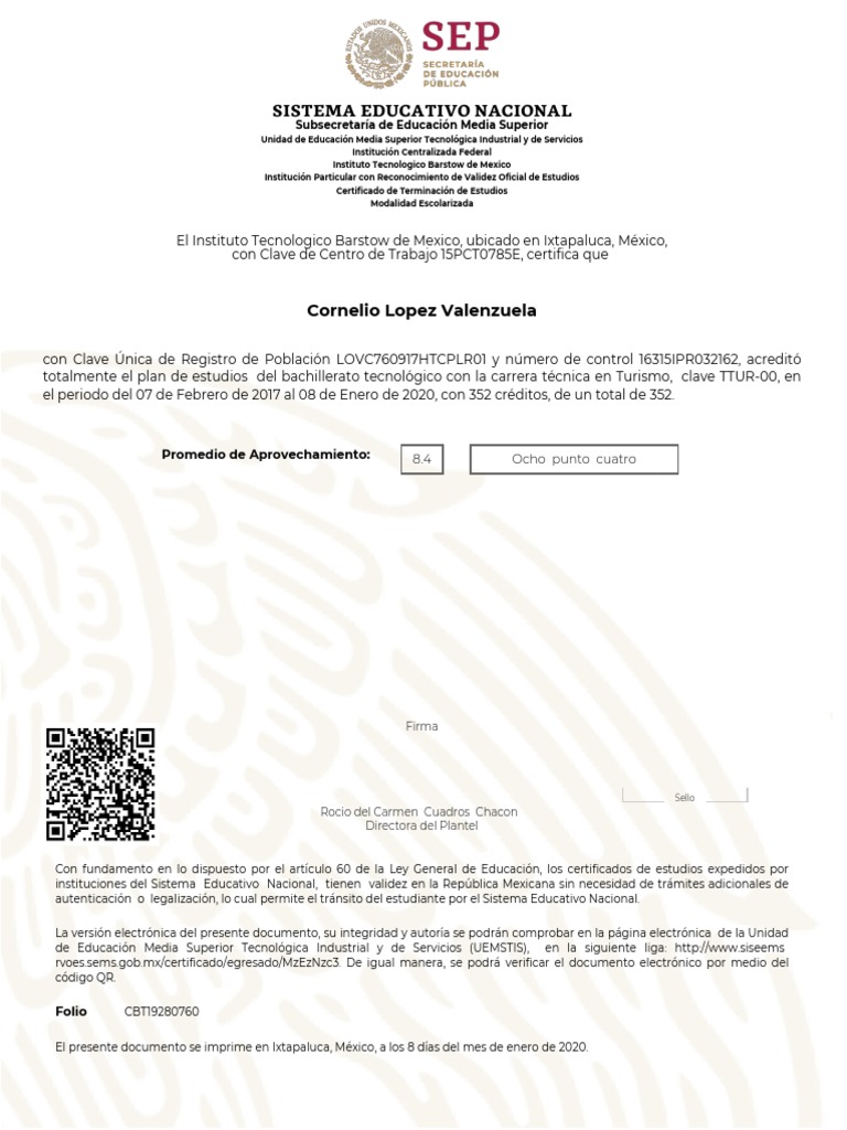 Certificado | PDF | México | Educación avanzada