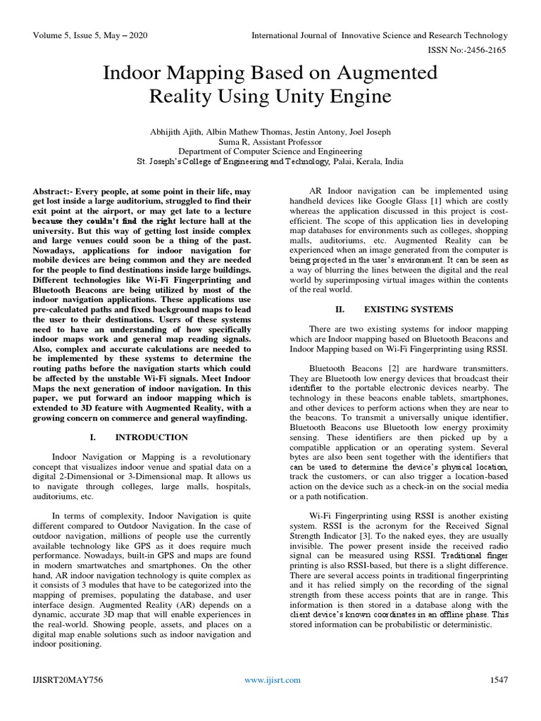 Indoor Mapping Based On Augmented Reality Using Unity Engine | PDF ...