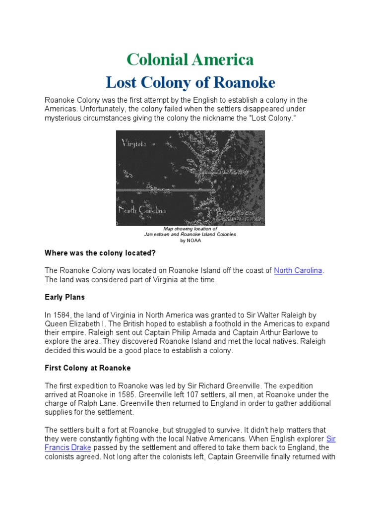 Colonial America: Lost Colony of Roanoke | PDF | Roanoke Colony