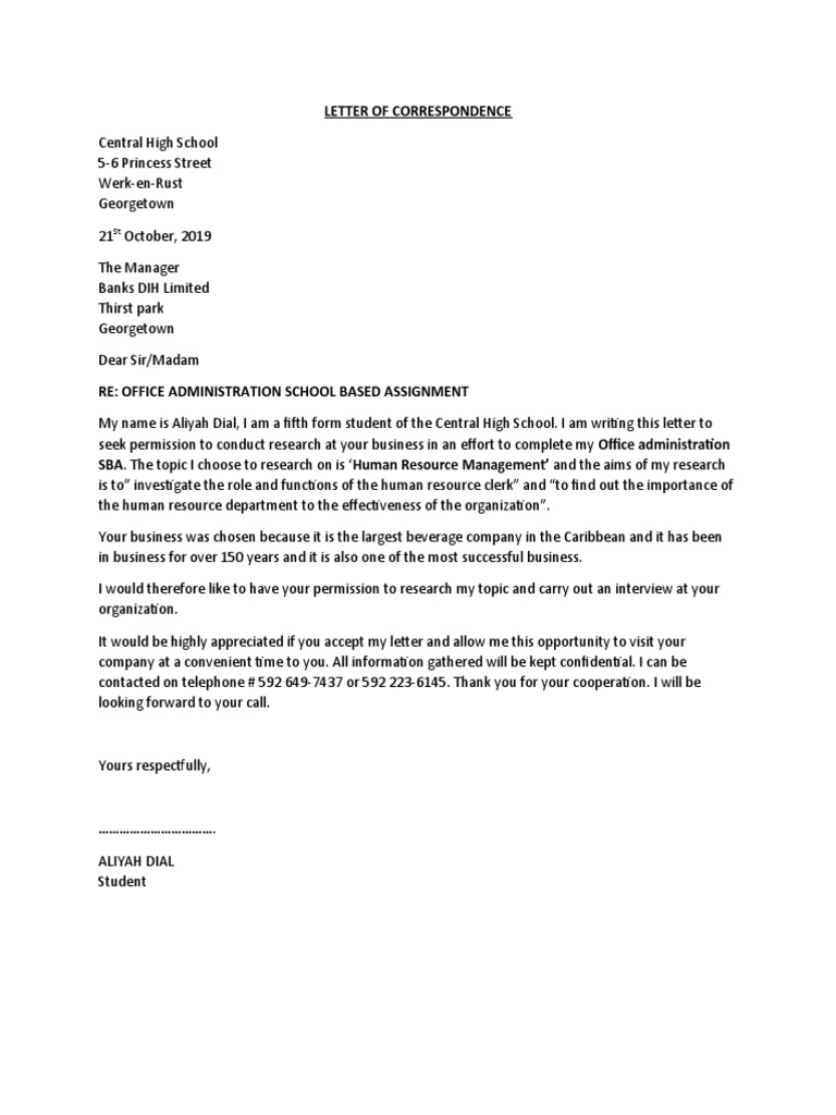 Letter of Correspondence | PDF