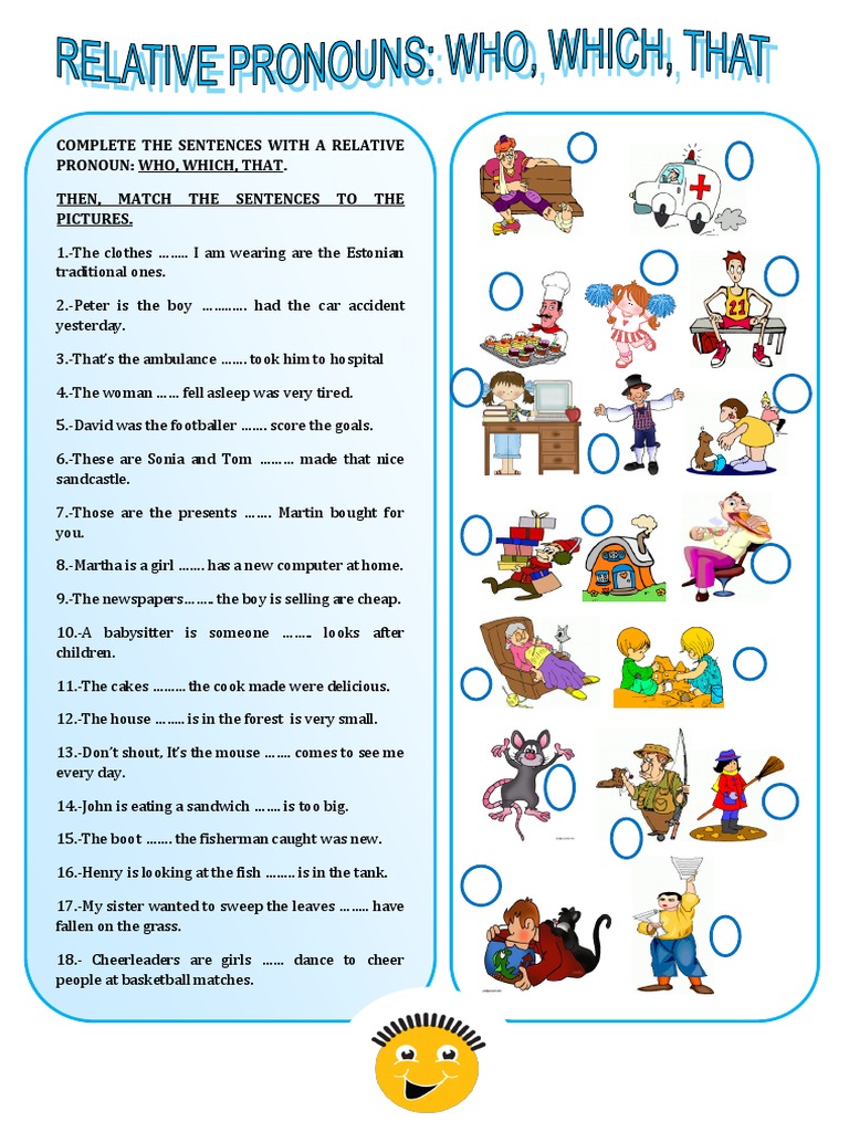 Relative Pronouns Sentence Exercises | PDF
