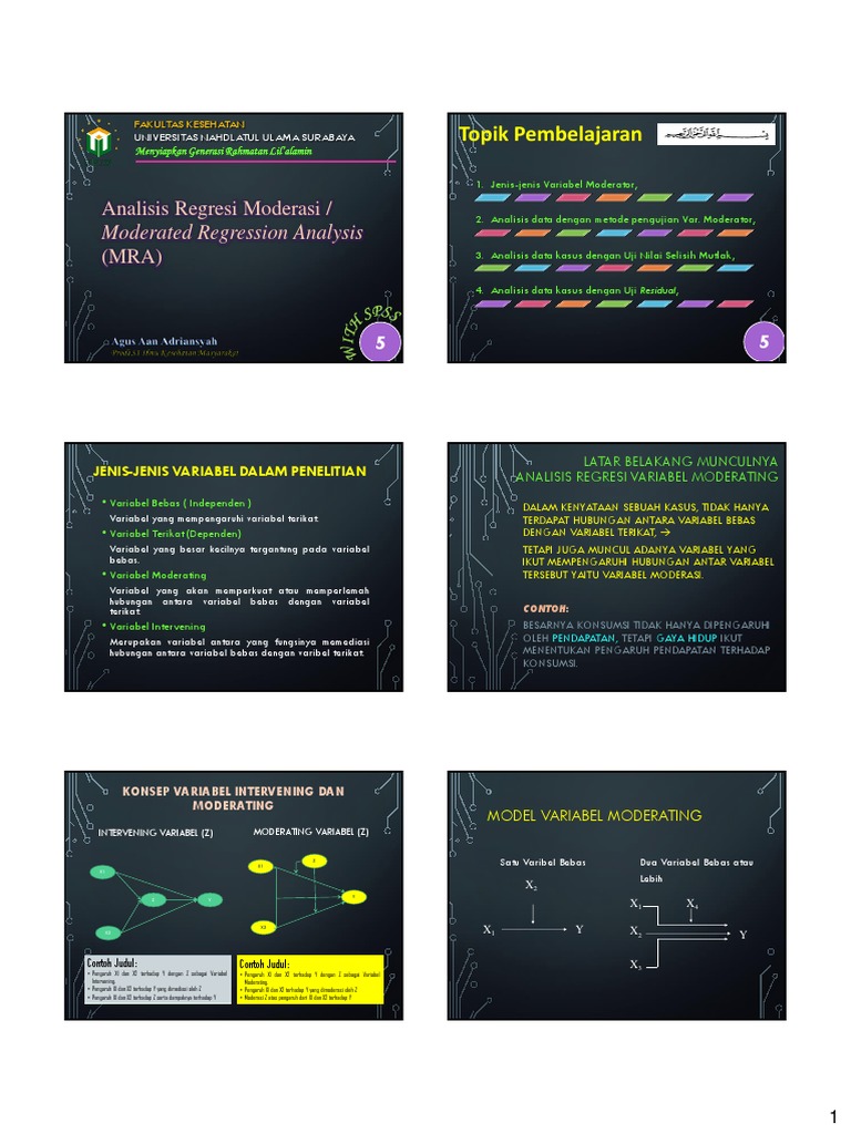 Uji MRA (Analisis Regresi Moderasi) | PDF