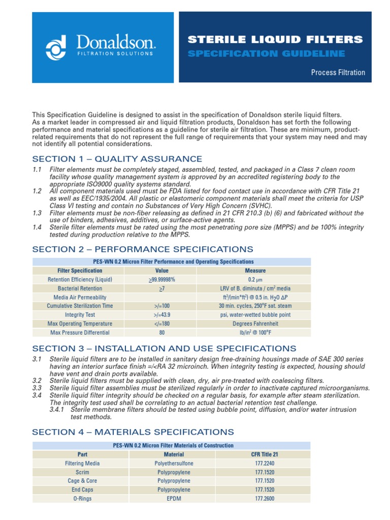 Sterile-. Liquid-Filters. Specification Guideline | Download Free PDF ...